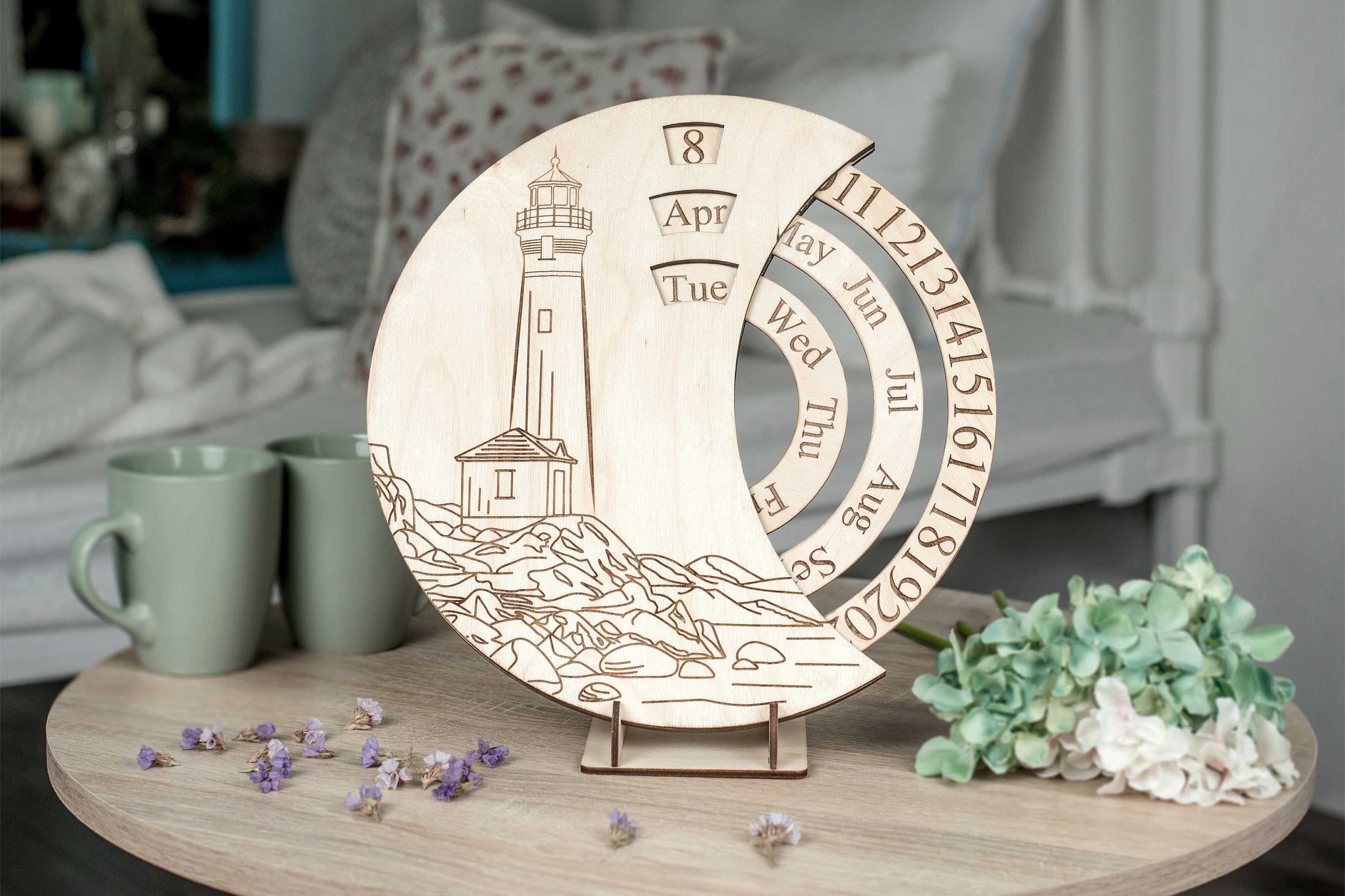 Circle Perpetual Calendar for Wall or Desk Watermill - Etsy