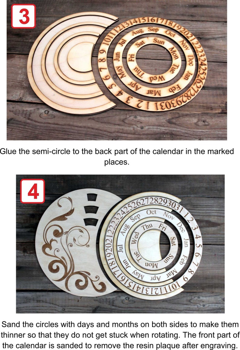 Watermill Perpetual Calendar SVG Laser Cut Files (digital Download) - Etsy