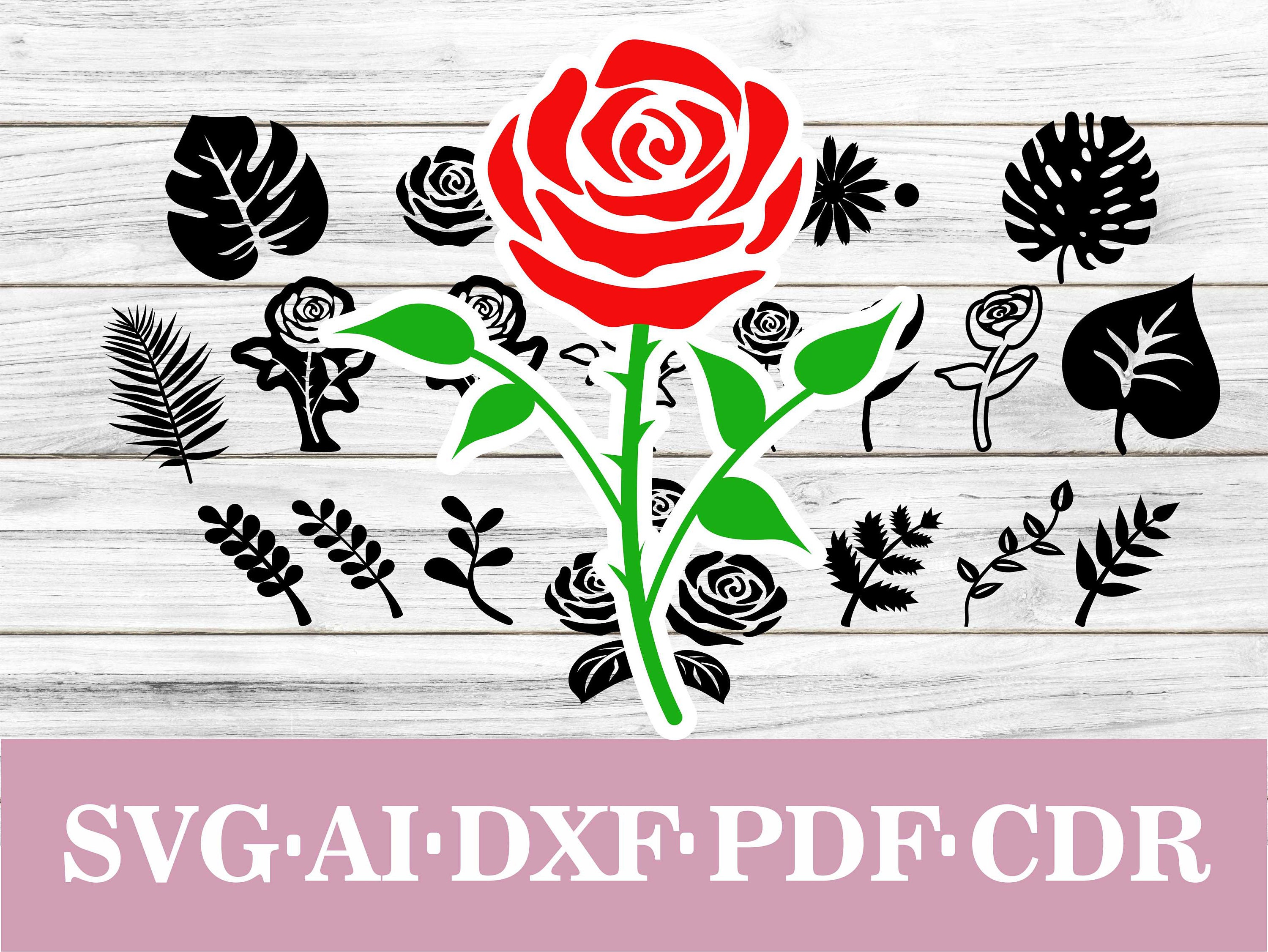 Rose Svg Laser Cut Files Glowforge Files Svg Leaves Svg - Etsy