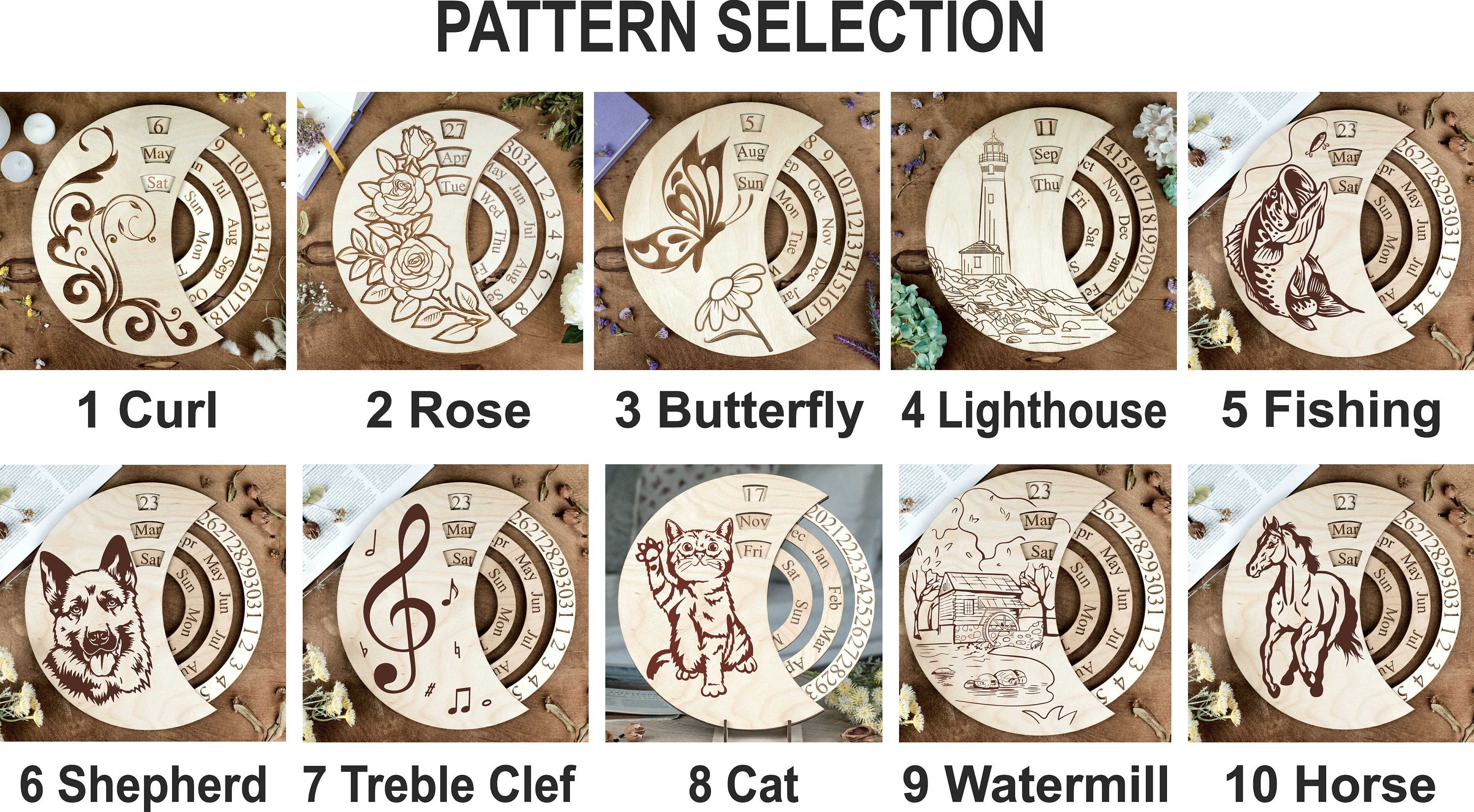 Circle Perpetual Calendar for Wall or Desk Watermill - Etsy
