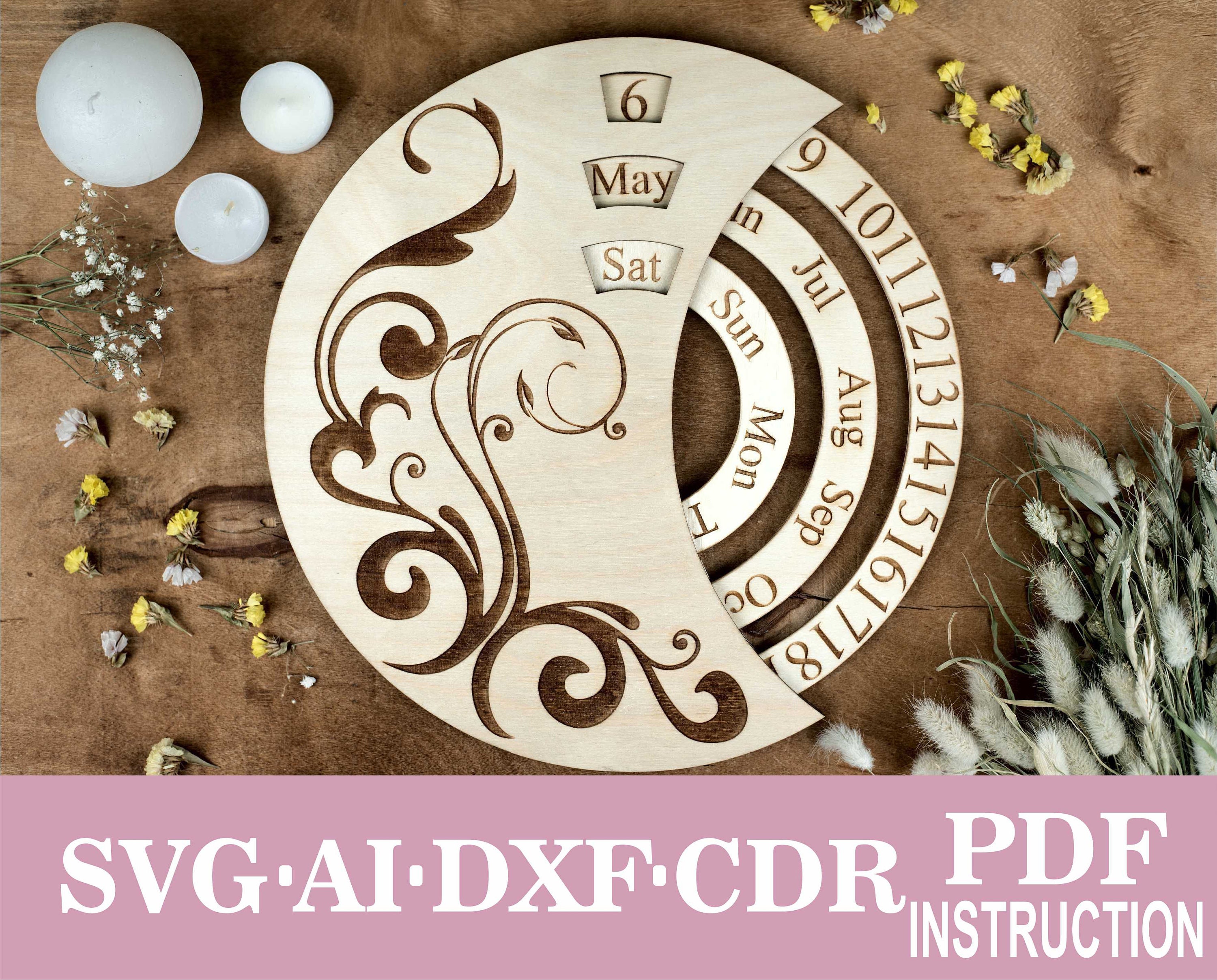 Perpetual Calendar Curl Svg Laser Cut Files Glowforge Files - Etsy
