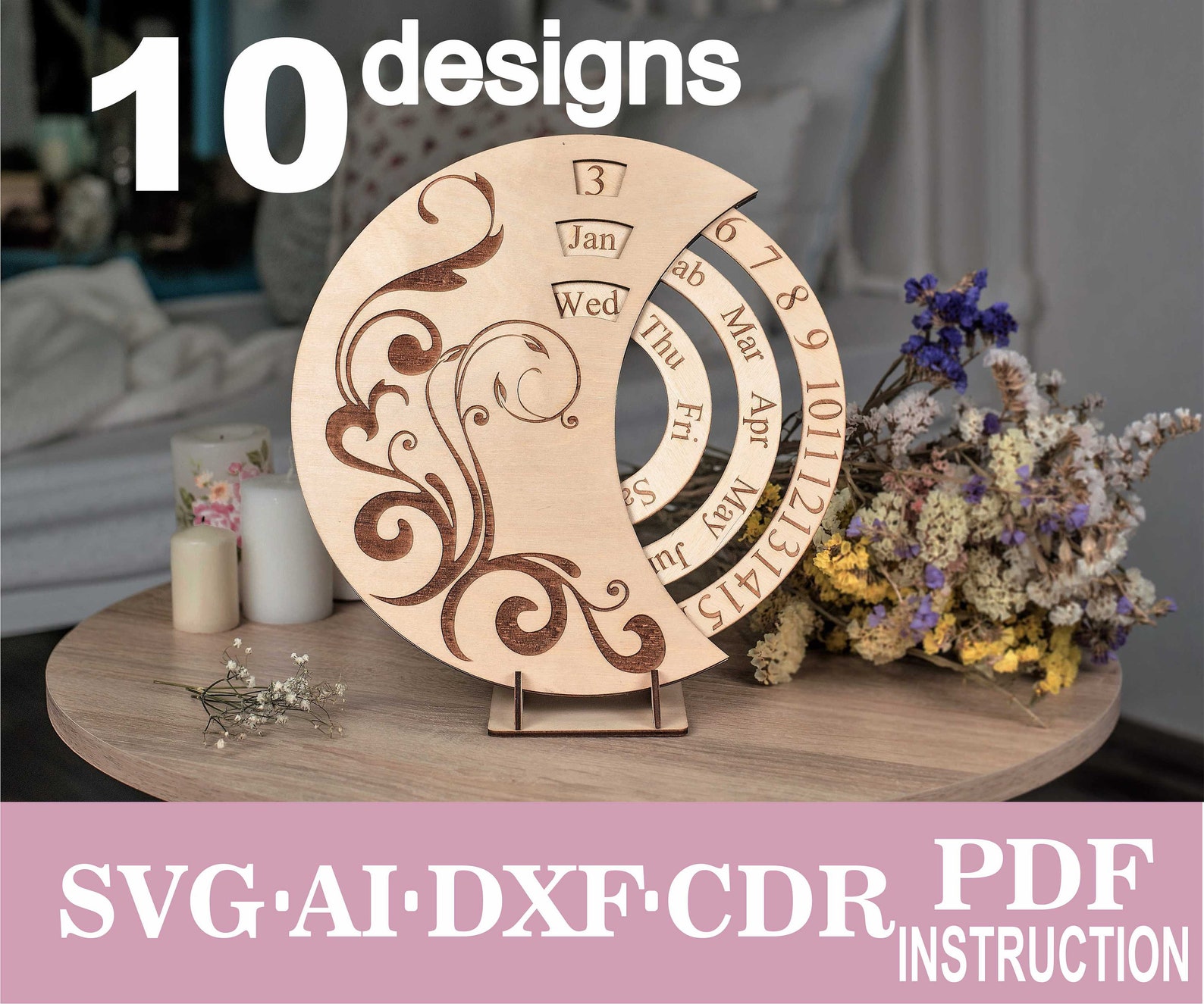 Perpetual Calendar Svg 10 Designs Laser Cut Files Glowforge - Etsy