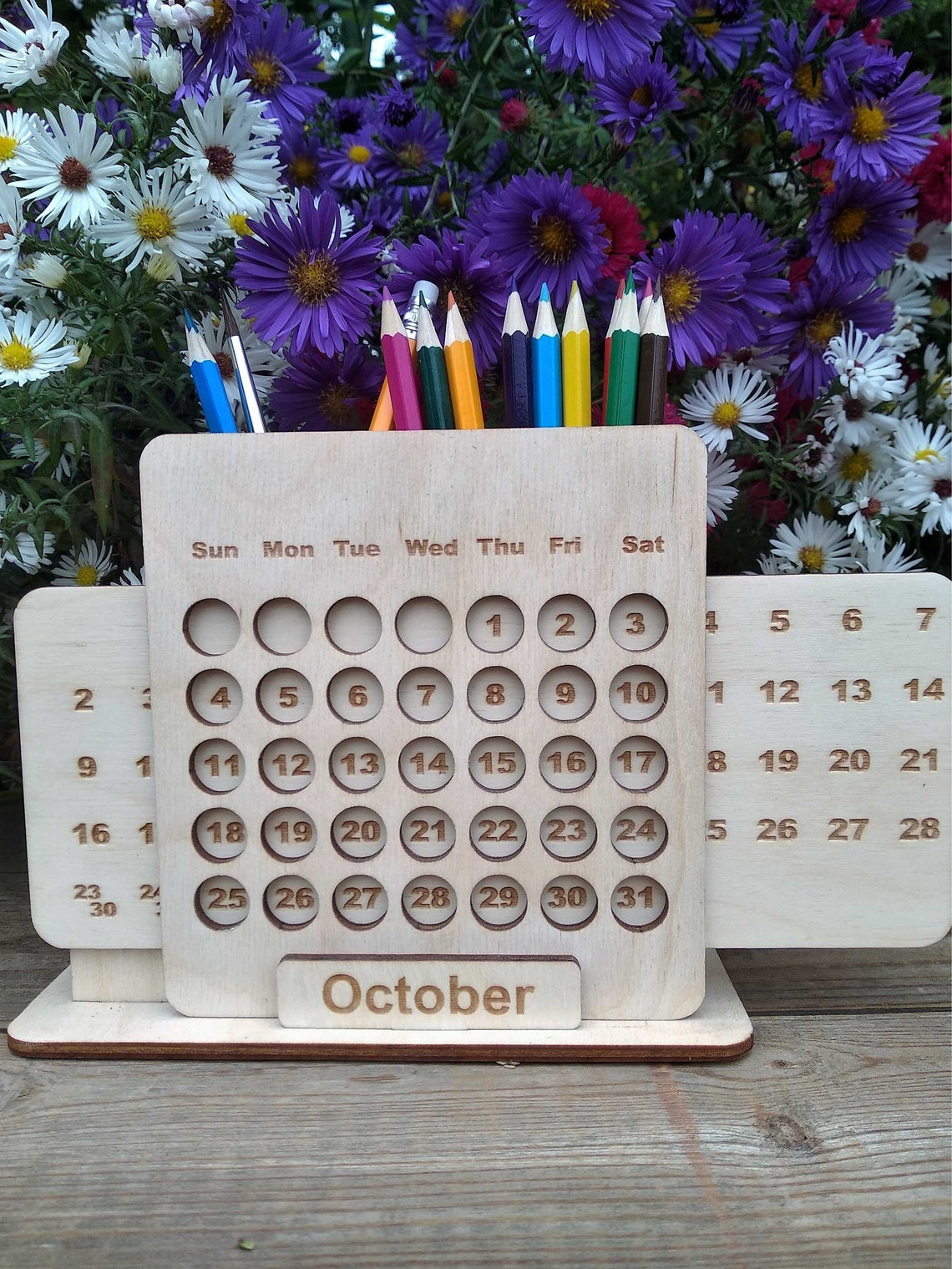 Desk Organizer With Perpetual Calendar SVG Files Laser Cut | Etsy