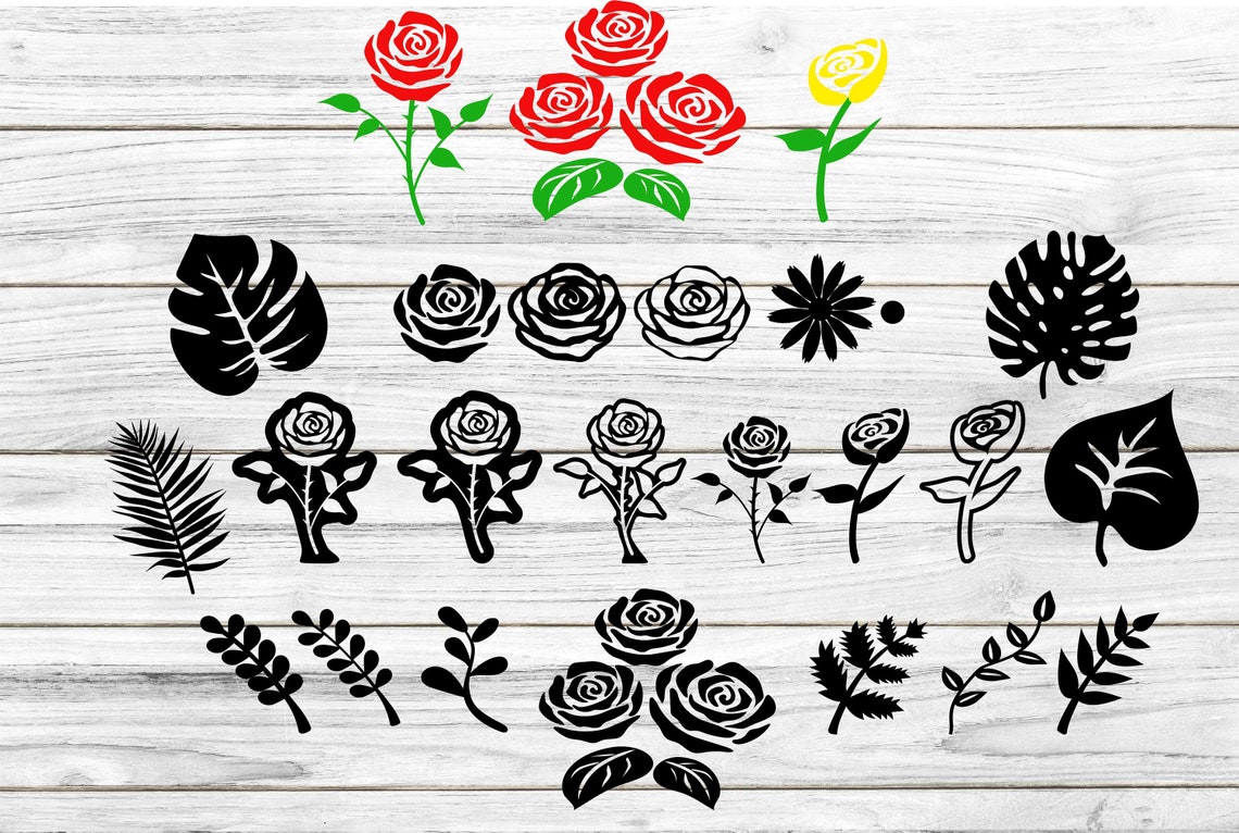 Rose Svg Laser Cut Files Glowforge Files Svg Leaves Svg | Etsy