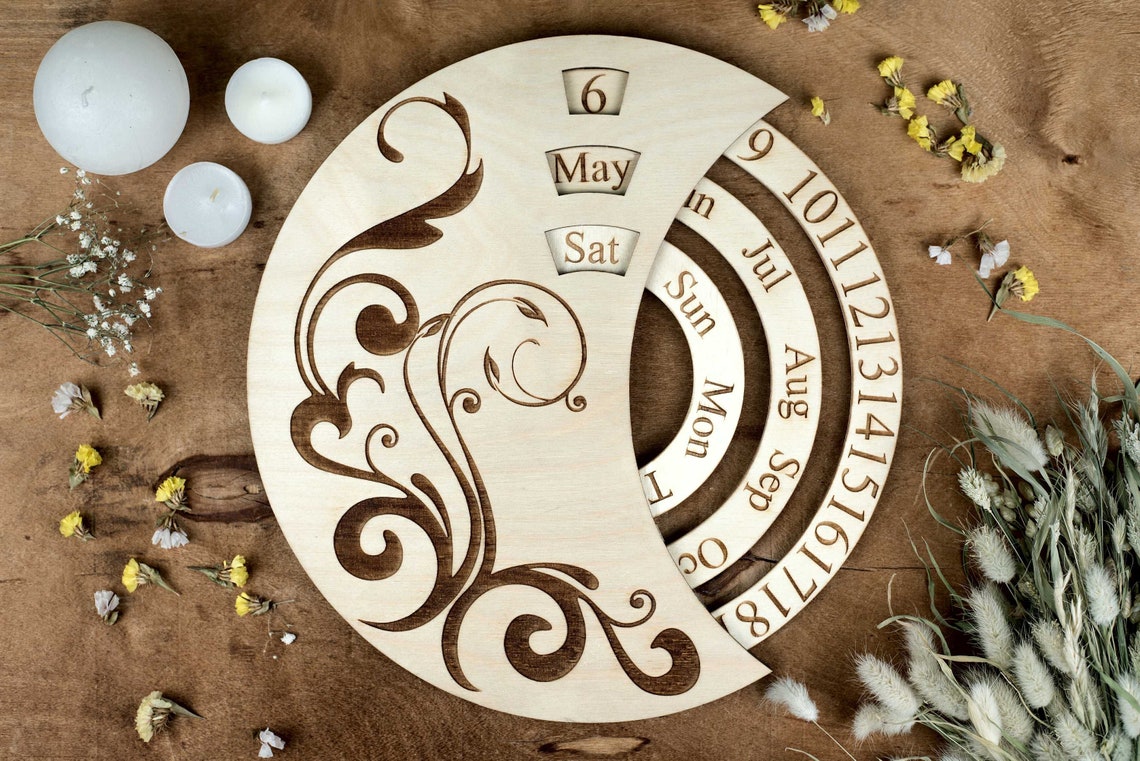 Perpetual Calendar Svg 4 Designs Laser Cut Files Glowforge - Etsy