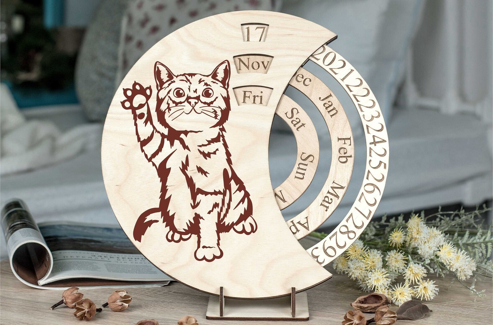 Circle Perpetual Calendar for Wall or Desk Watermill - Etsy