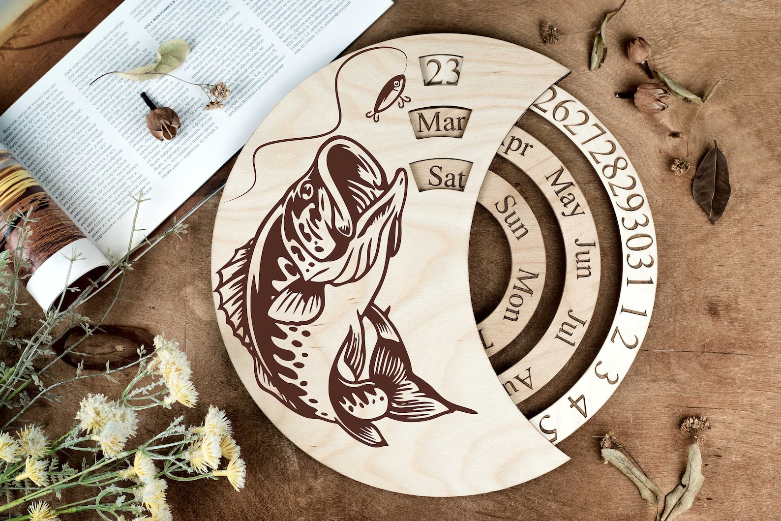 Circle Perpetual Calendar for Wall or Desk Watermill - Etsy