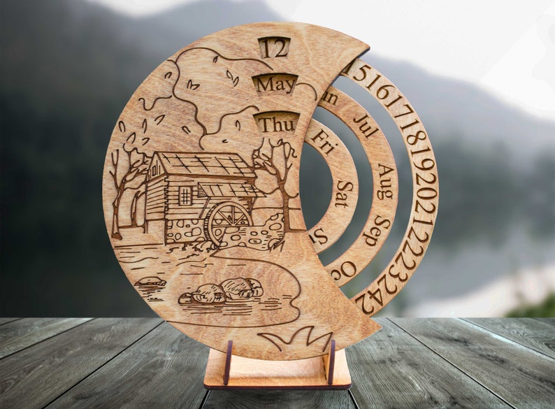 Circle Perpetual Calendar for Wall or Desk Watermill - Etsy