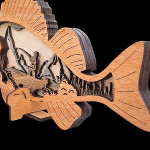 3D Layered Fish-shaped SVG File for Laser Cutting, Customizable Wall ...