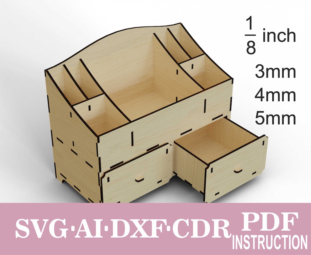 SVG Personalized Organizer for Cosmetics, Makeup Box Digital Laser Cut ...