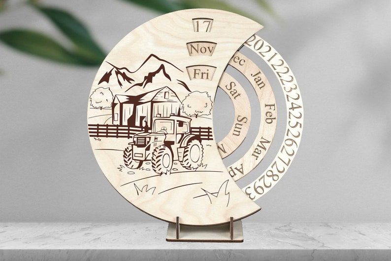 Farm SVG Engraving Perpetual Calendar Laser Cut Files - Etsy