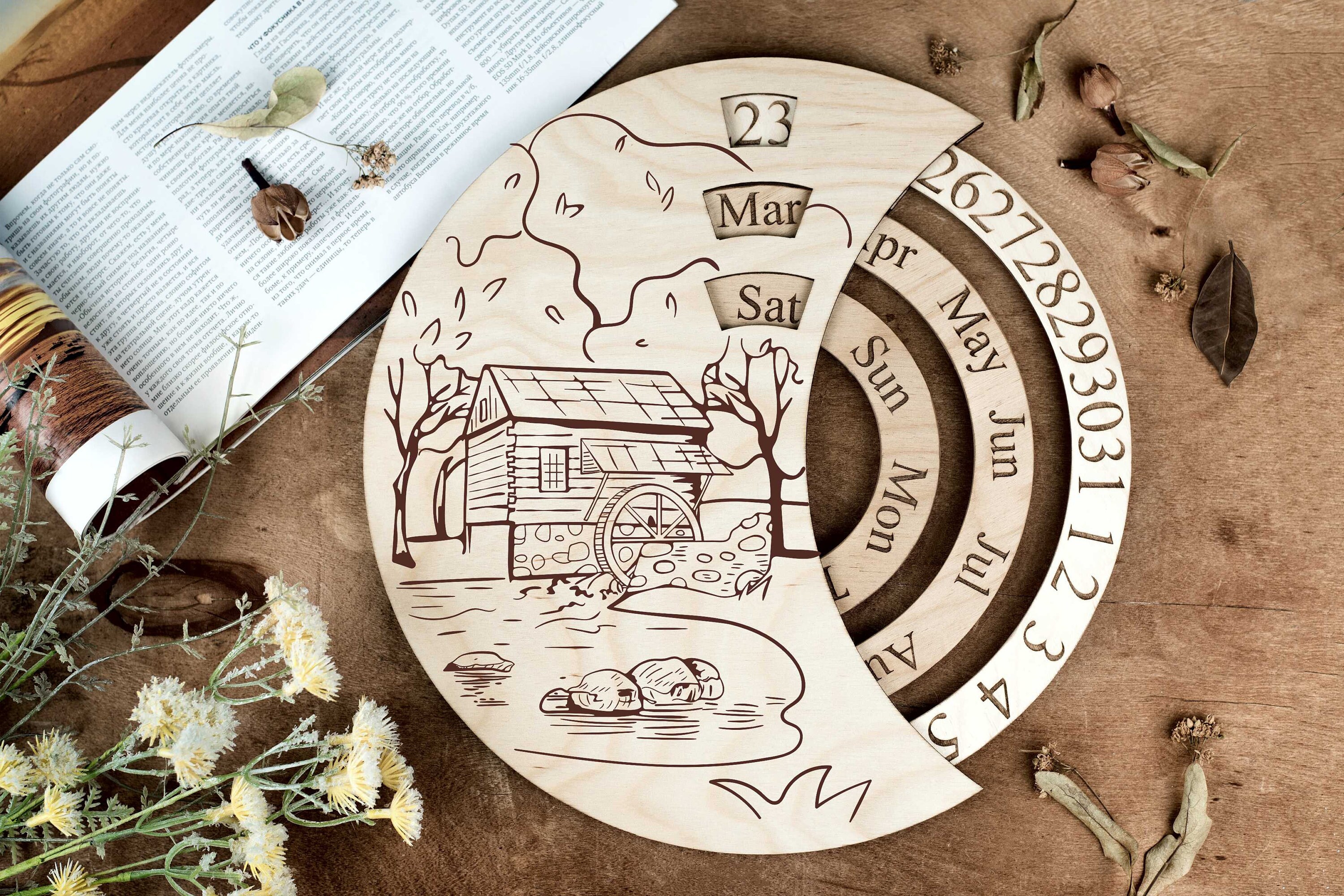 Watermill Perpetual Calendar SVG Laser Cut Files (digital Download) - Etsy