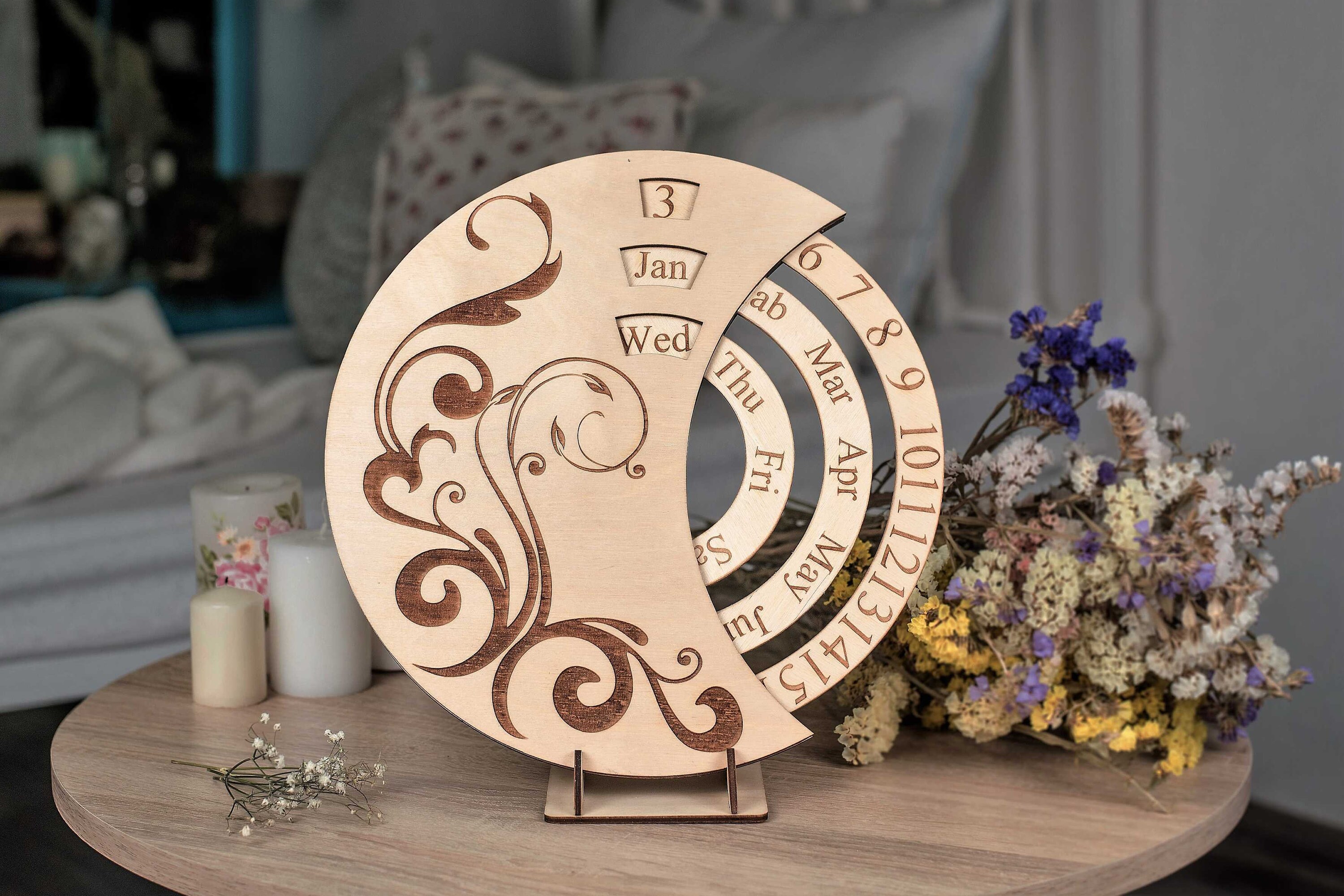 Perpetual Calendar Curl Svg Laser Cut Files Glowforge Files - Etsy