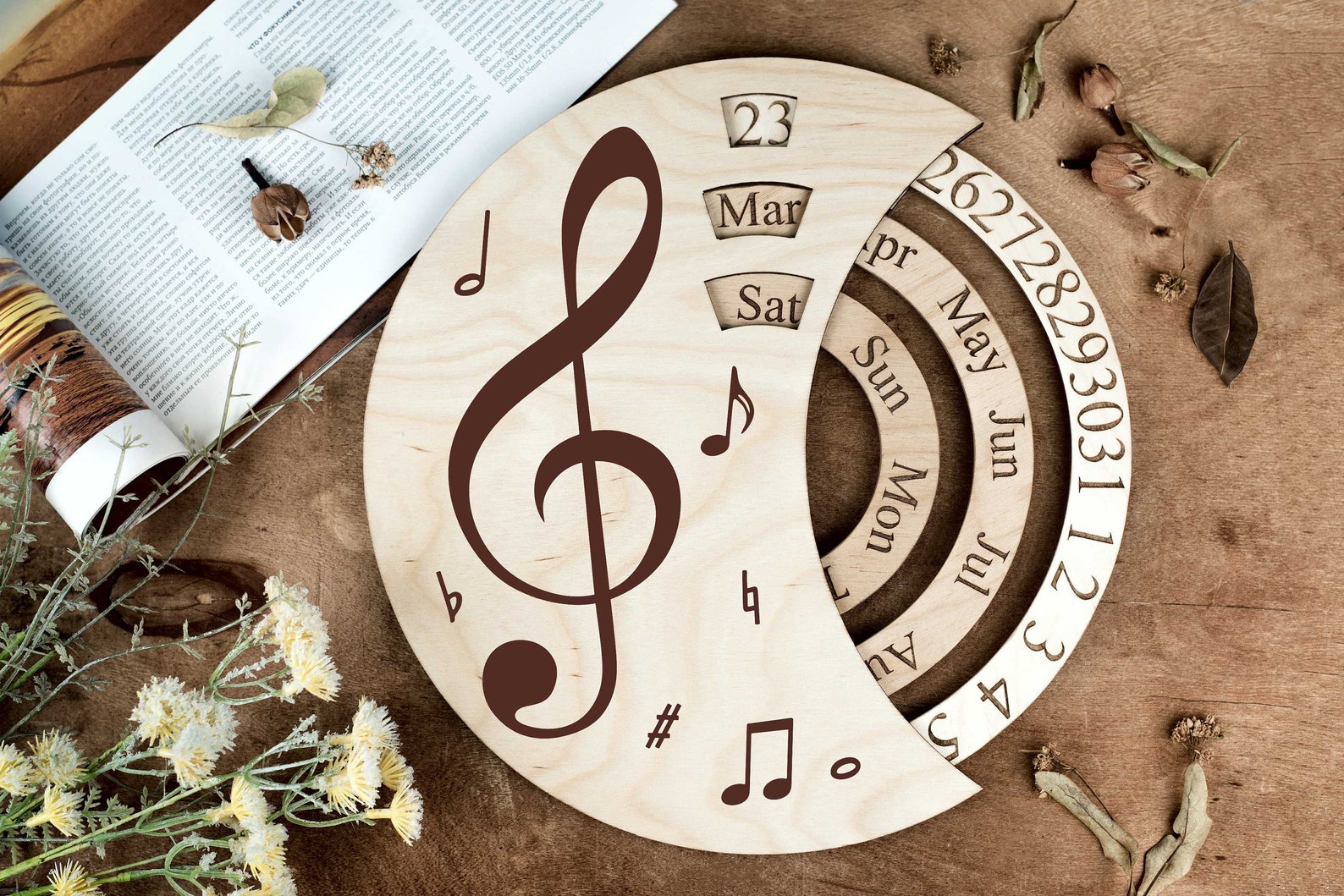 Circle Perpetual Calendar for Wall or Desk Watermill - Etsy