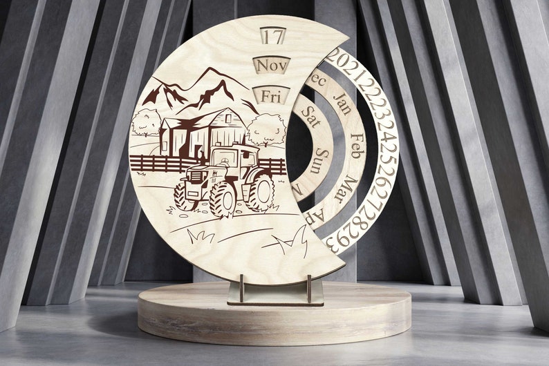 Farm SVG Engraving Perpetual Calendar Laser Cut Files - Etsy