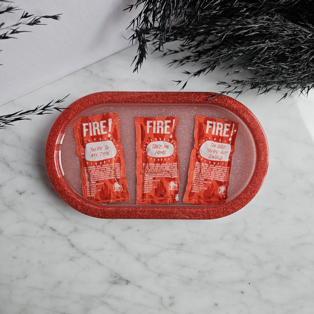Hot Sauce Packet Tray: Resin Tray, Pill Shaped, Fast Food Lover, Fire ...