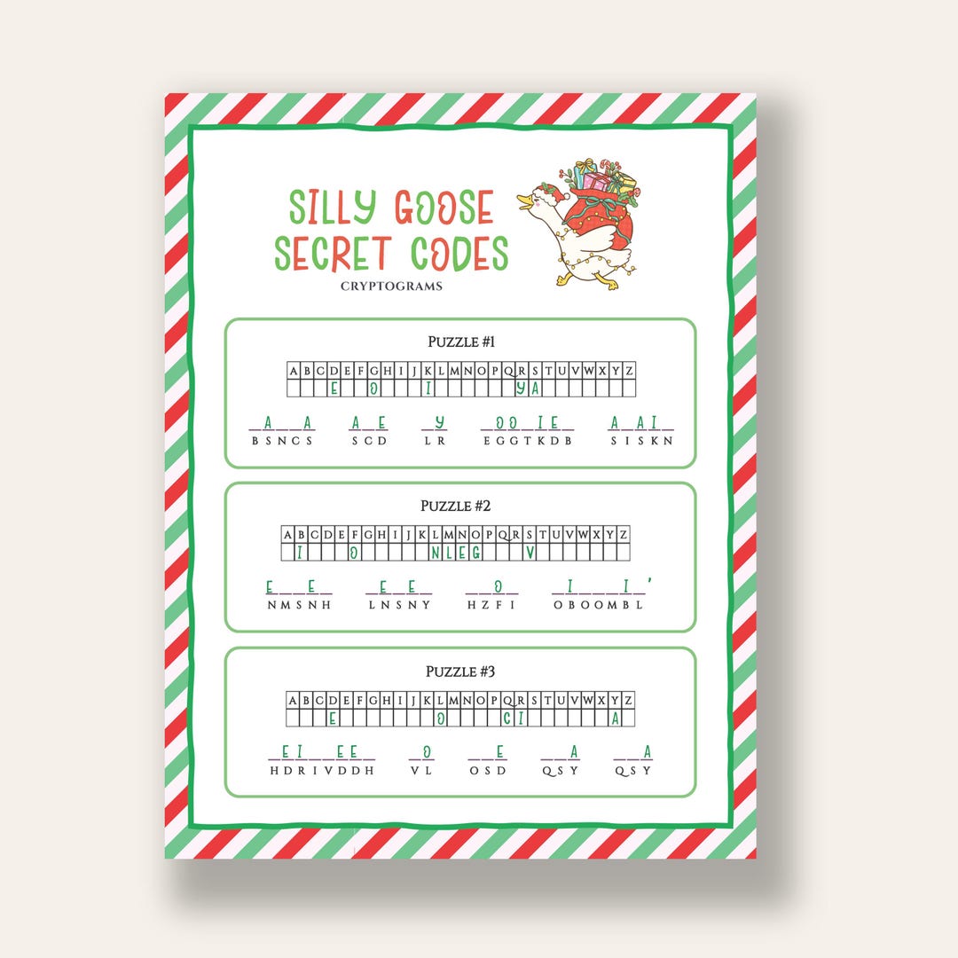 Christmas Cryptograms Activity Page for Kids, Detective Fun Worksheet ...