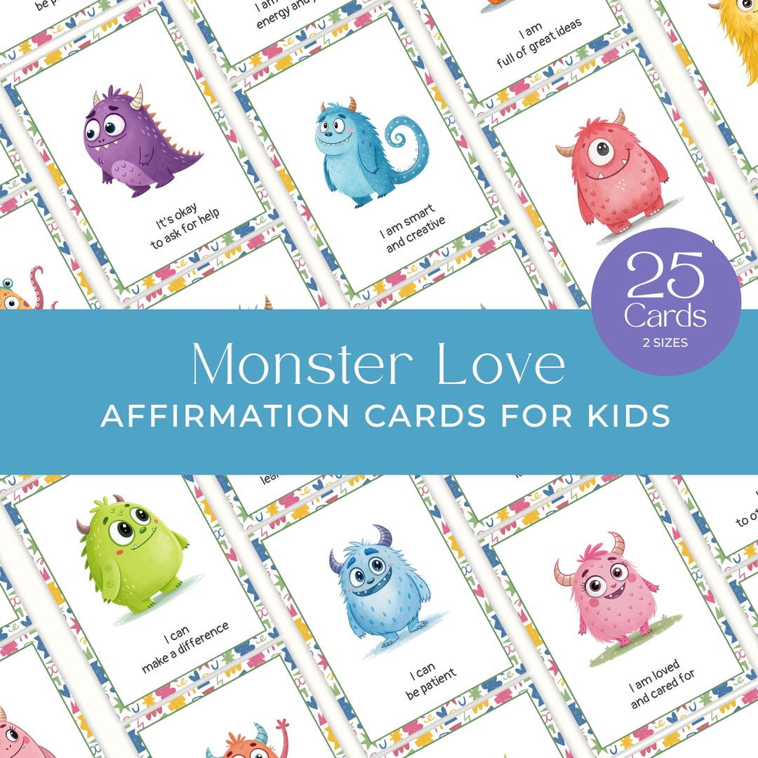 Monster Love Positive Affirmation Cards, Mindfulness Cards for Kids ...
