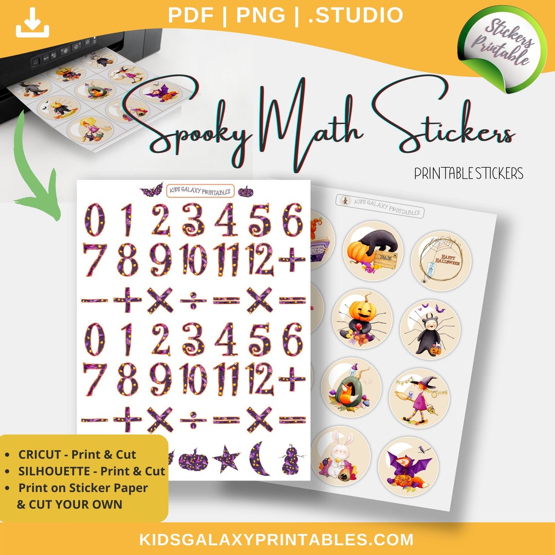 Spooky Halloween Math Numbers & Symbols, Decorative Stickers | PDF ...