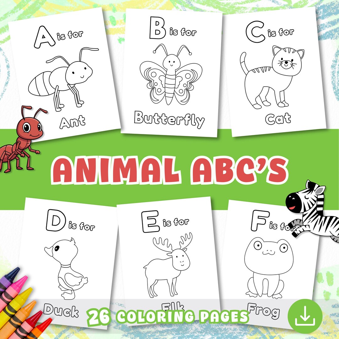 Animal Alphabet Coloring Pages for Kids | 26 Pages | ABC Preschool ...