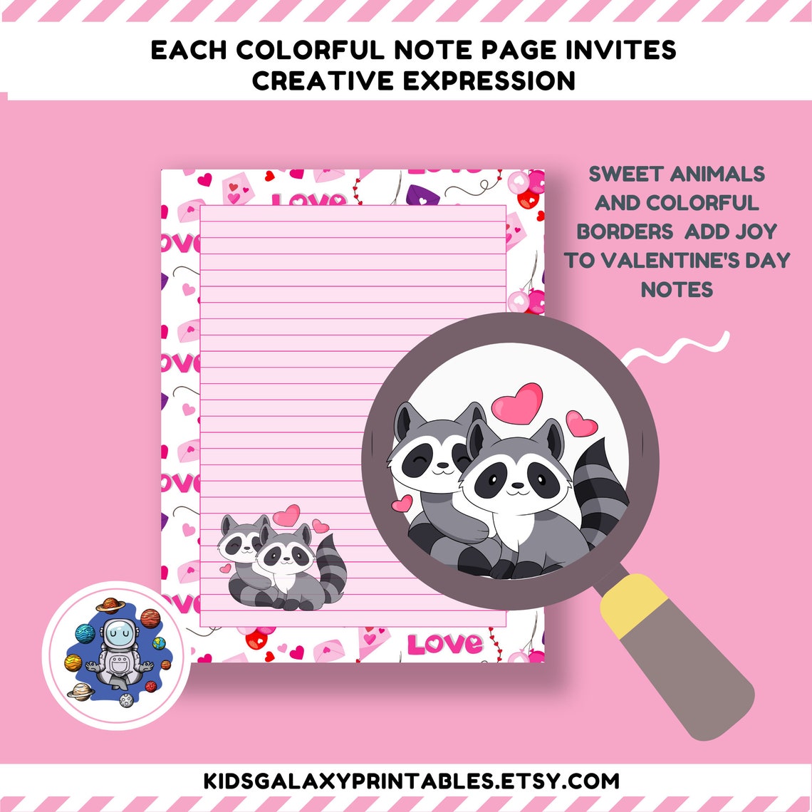 Valentine Notes for Kids, Girls Journaling Notebook Pages, Printable ...