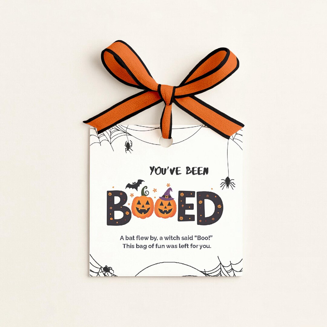 Printable You've Been Booed Tag, Halloween Gift Tags, Boo Basket Treat ...