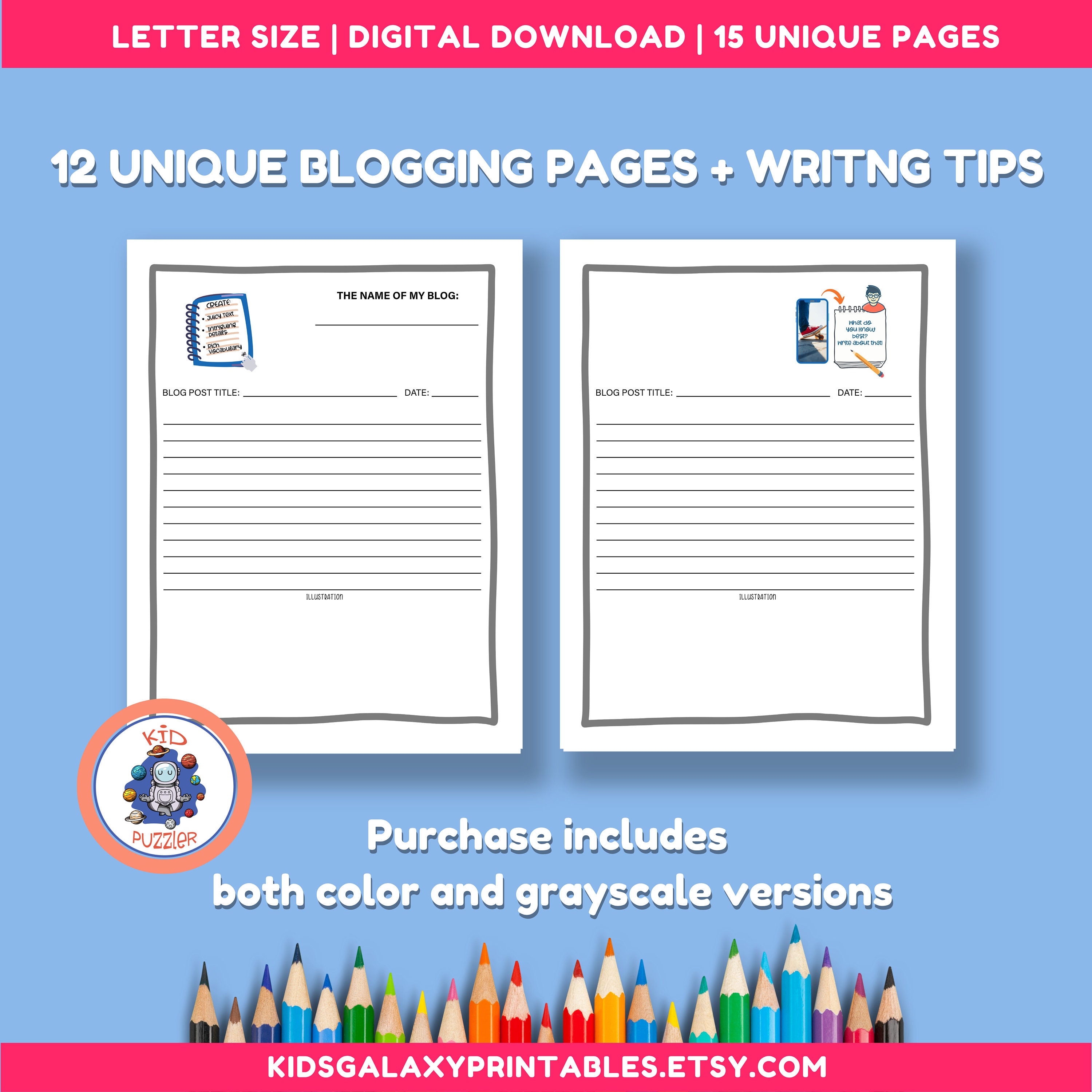 Write Your Own Blog Like a Boss: Fun Creative Writing Printables for ...