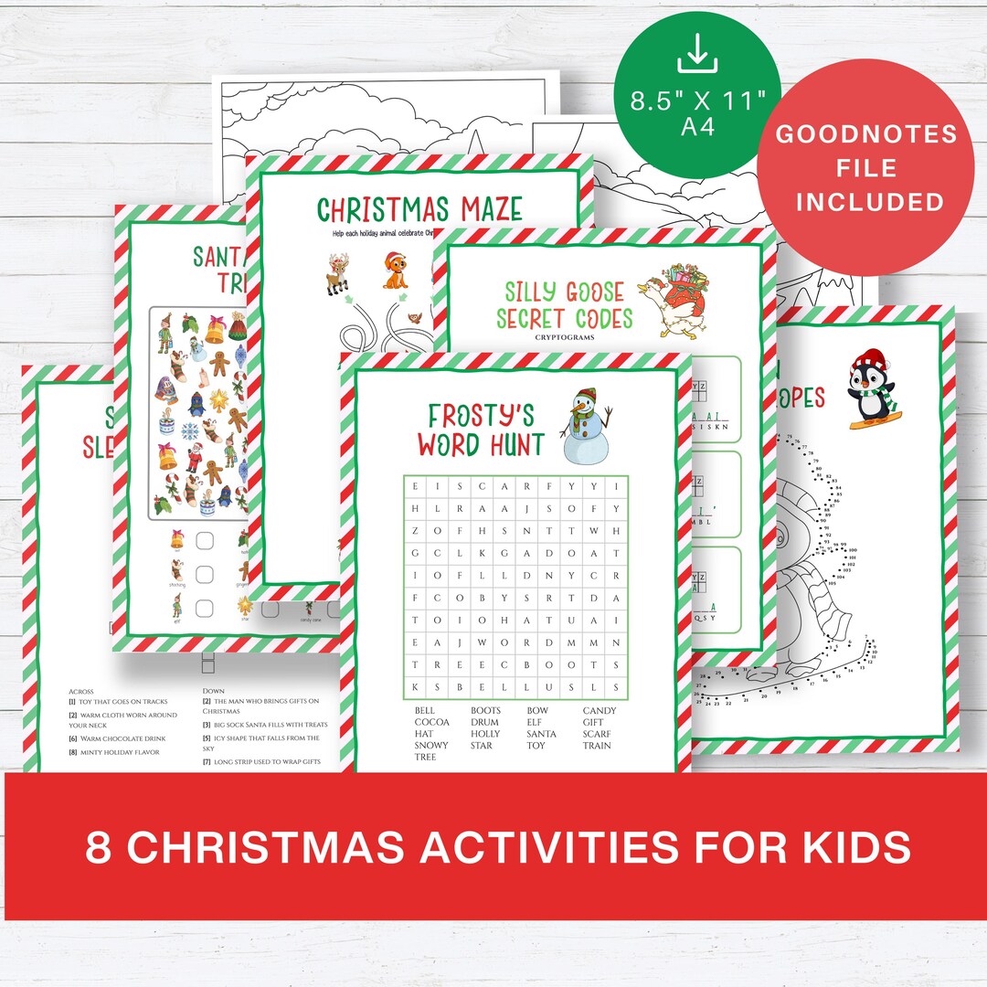 Christmas Activity Pack for Kids, Engaging Worksheets, Holiday Puzzles ...