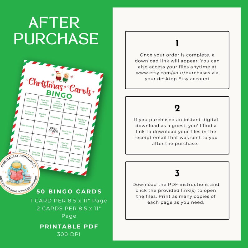 Classic Christmas Carols Bingo, 50 Printable Cards for Party Fun ...
