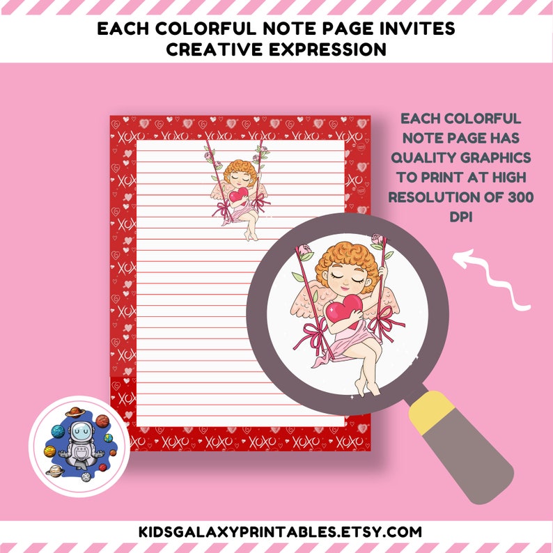 Valentine Notes for Kids, Girls Journaling Notebook Pages, Printable ...
