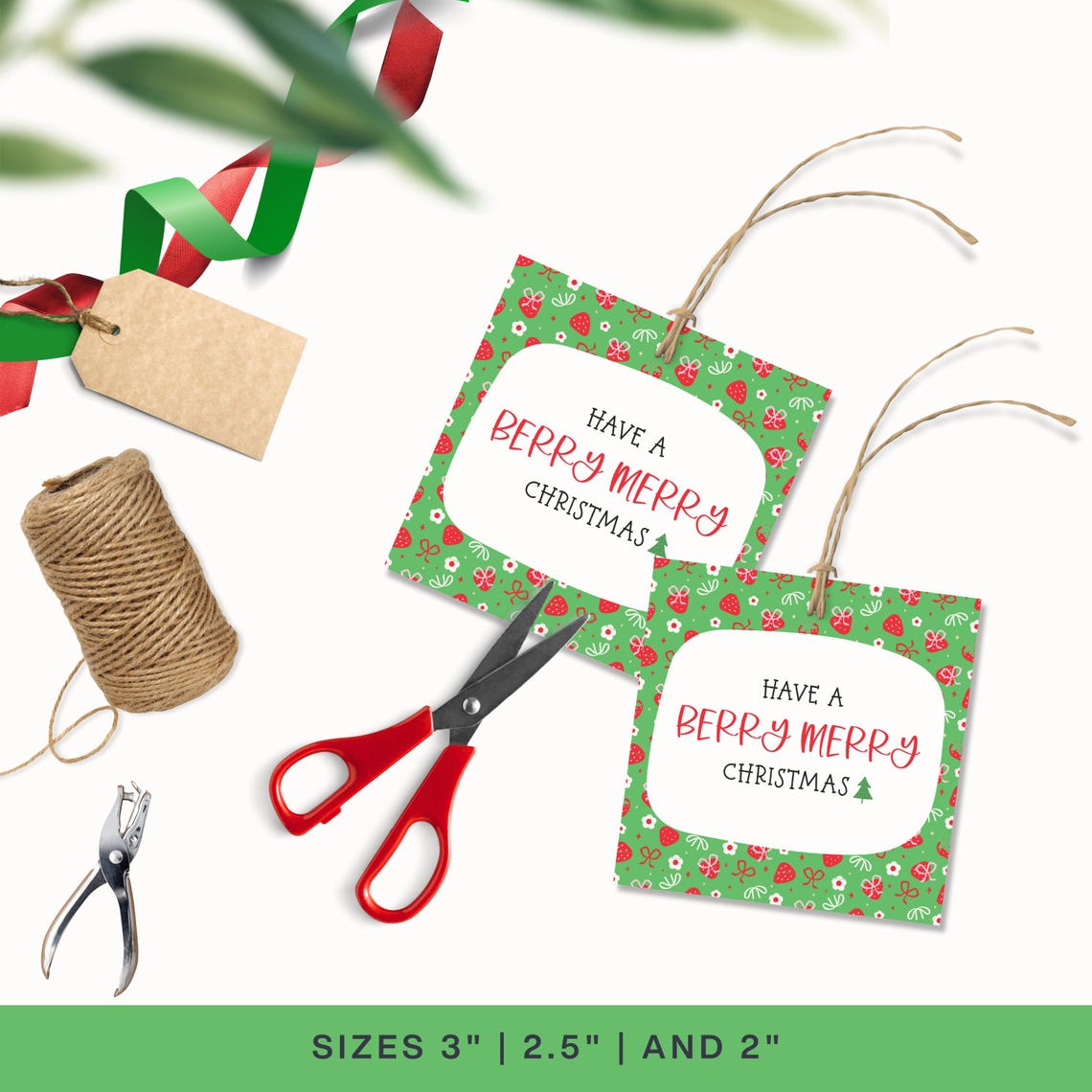 Berry Merry Christmas Gift Tags for Holiday Baskets, Printable Gift ...