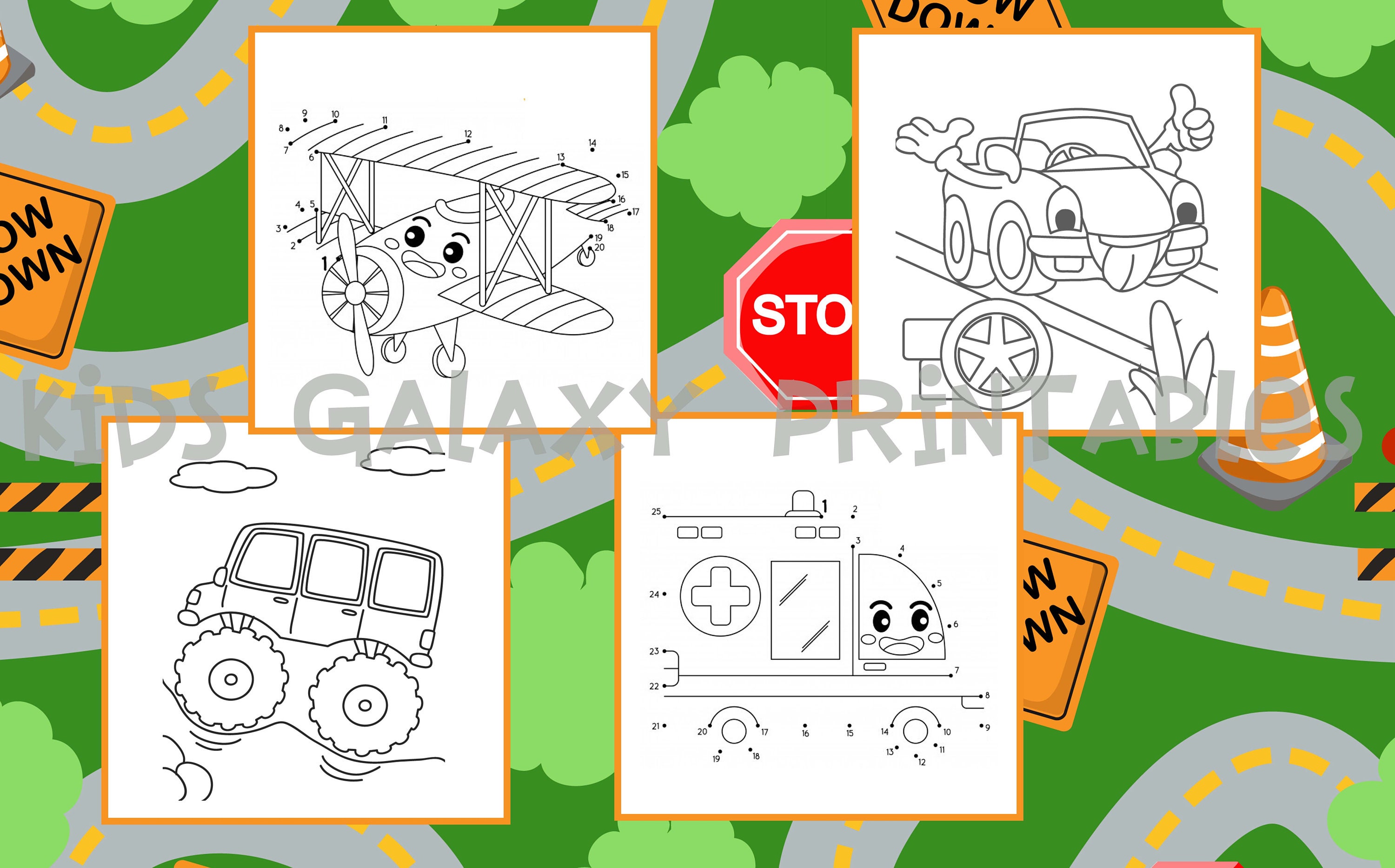 Dot to Dot Vehicles Activity Book for Kids 4-8 | Etsy