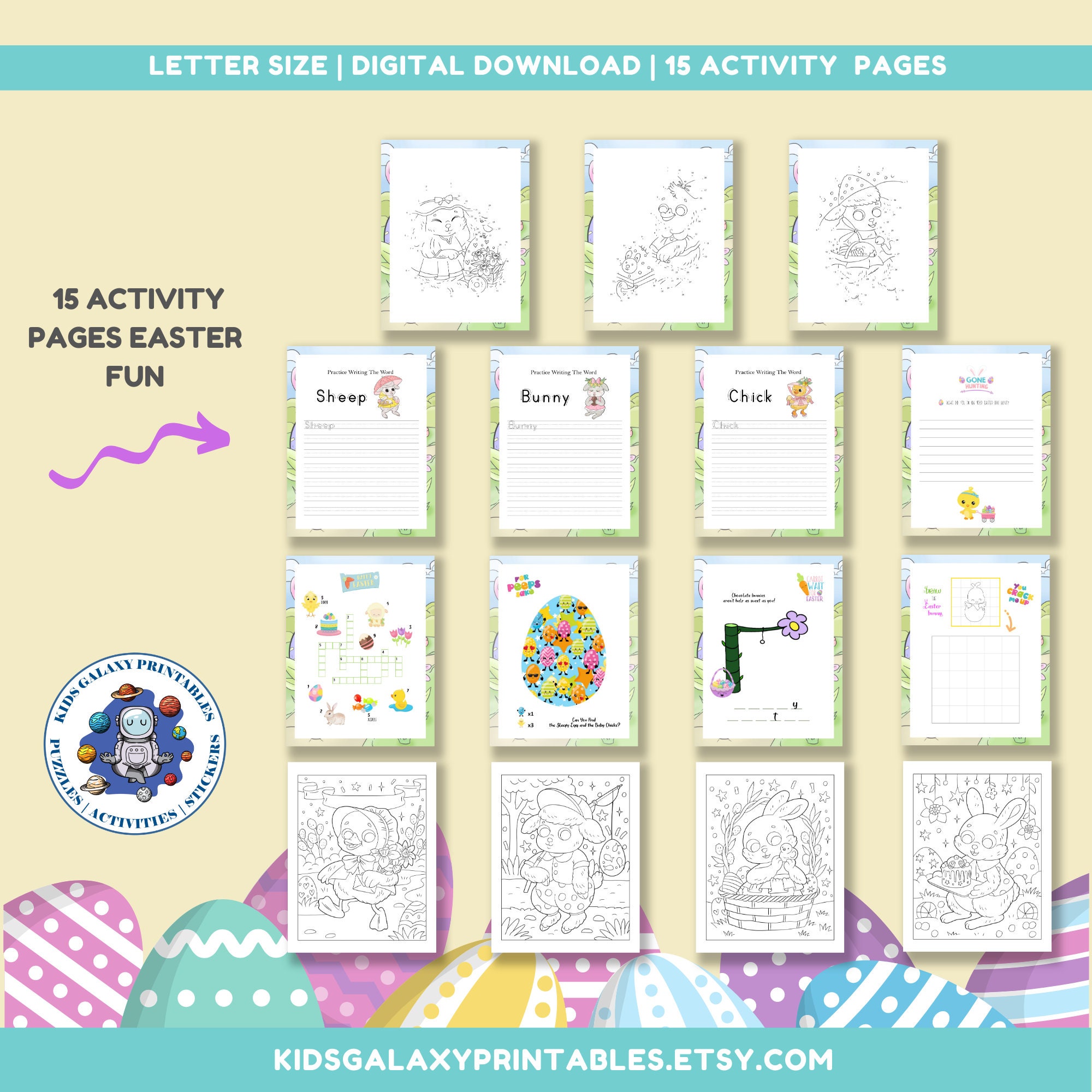 Easter Activity Pack | Kids 4-8 Activity Printable Pages | Coloring ...