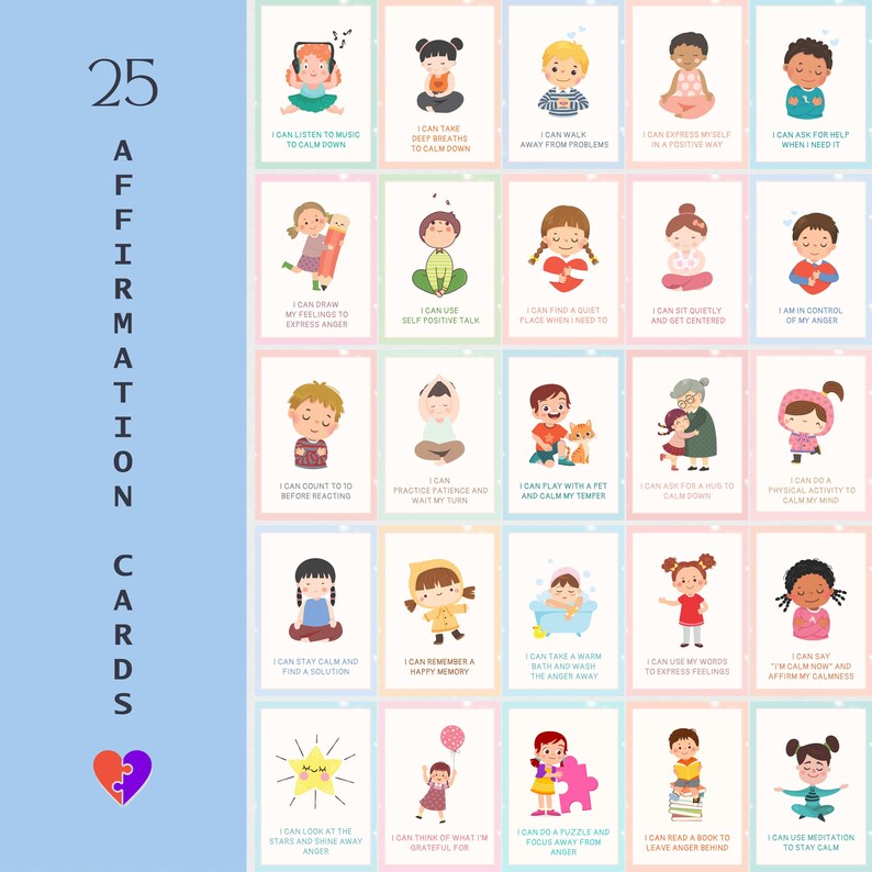 Daily Affirmation Cards for Kids, Calm Crew Kids Mental Health Cards ...