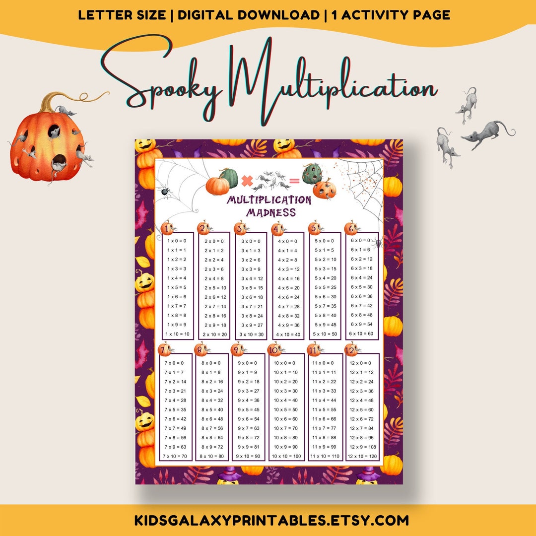 Spooky Halloween Multiplication Tables, Multiplication Chart Letter ...