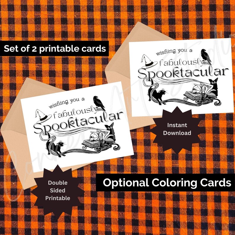 Printable Fabulously Spooktacular Halloween Greeting Cards, Instant ...