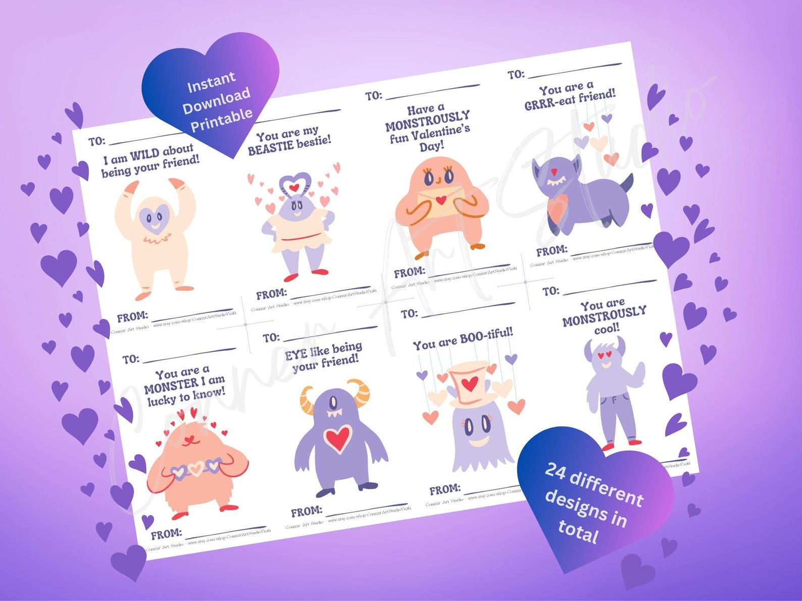 Printable Monster Valentine Cards | Friendly Kids Classroom Exchange ...