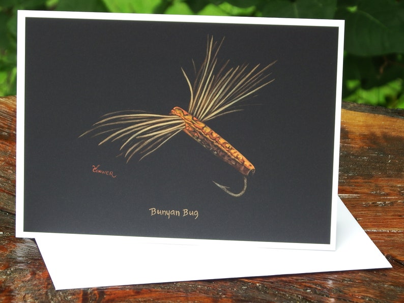Iconic Acrylic Bunyan Bug Fly Blank Greeting Card, Fly Tying Art, Fly ...
