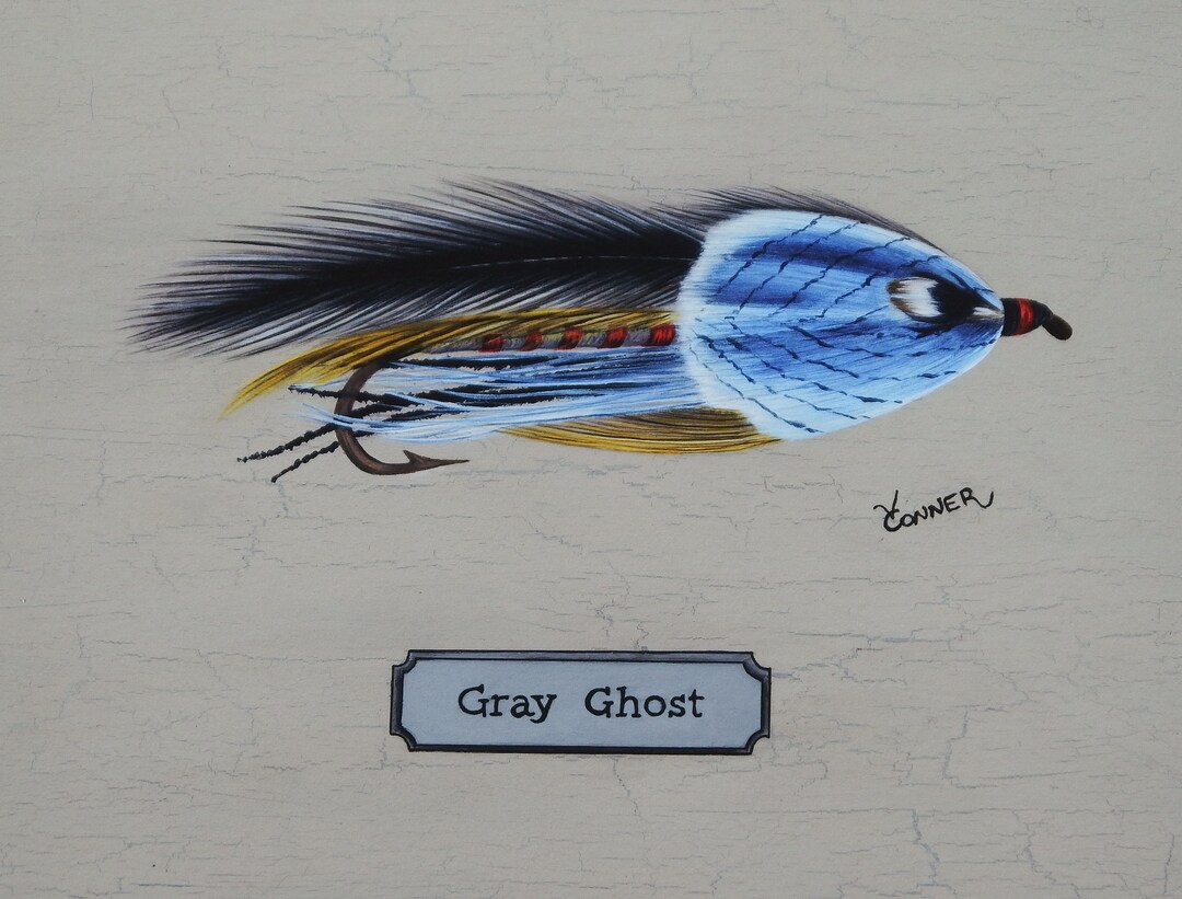 Acrylic Gray Ghost Streamer Fly Print, Fly Fishing Art, Father Day Gift ...
