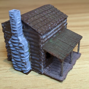 N-scale Small 2 Story Log Cabin With Front Porch Detailed - Etsy