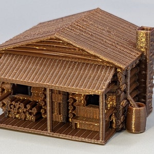 N-scale Log Cabin Model, Detailed Interior Front Porch Benches - 1:160 ...