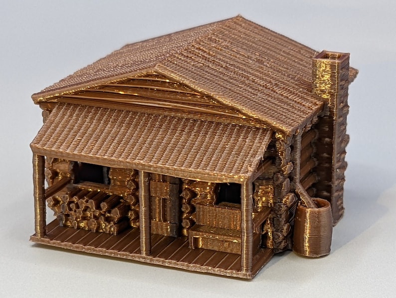 N-scale Log Cabin Model, Detailed Interior Front Porch Benches - 1:160 ...