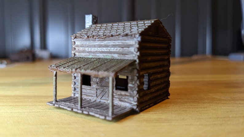 N-scale Small 2 Story Log Cabin With Front Porch Detailed - Etsy