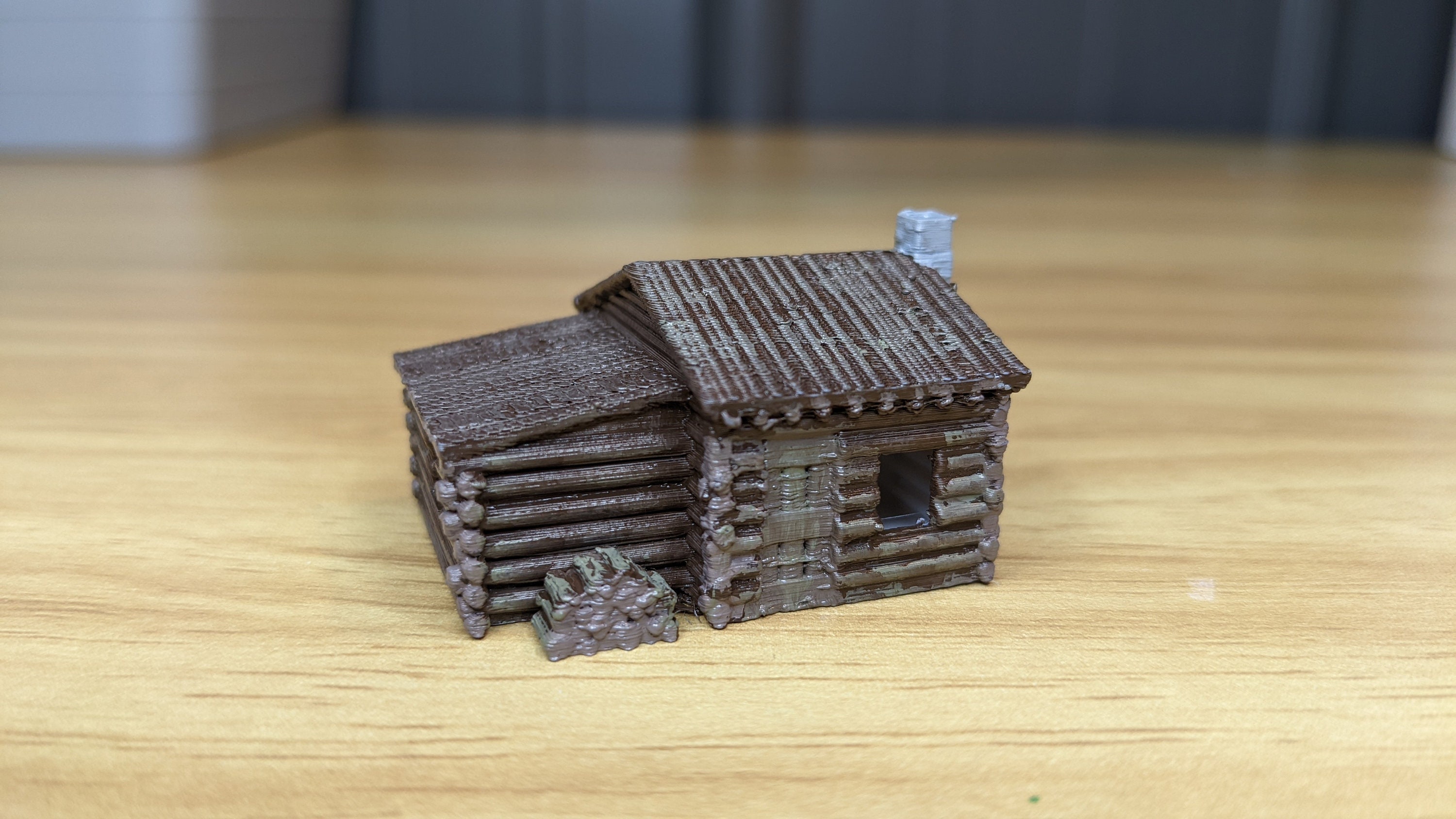 N-scale Small Log Cabin With Side Addition and Woodpile | Etsy