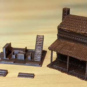 N-scale - Small 2 Story Log Cabin With Front Porch - Detailed Interior ...