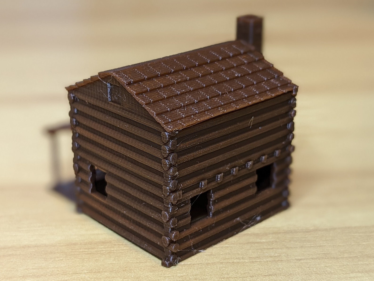 N-scale - Small 2 Story Log Cabin With Front Porch - Detailed Interior ...