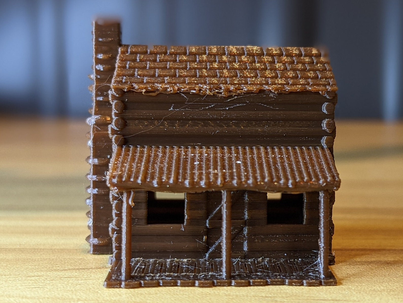 N-scale - Small 2 Story Log Cabin With Front Porch - Detailed Interior ...