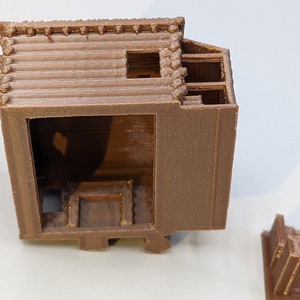 N-scale Log Cabin Model, Detailed Interior Front Porch Benches - 1:160 ...
