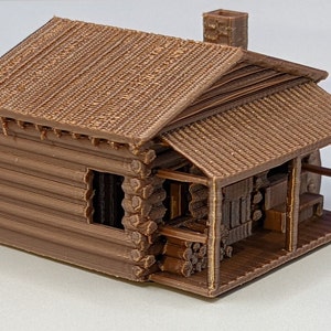 N-scale Log Cabin Model, Detailed Interior Front Porch Benches - 1:160 ...