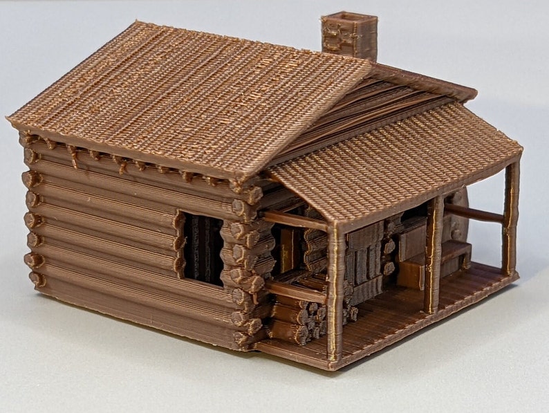 N-scale Log Cabin Model, Detailed Interior Front Porch Benches - 1:160 ...